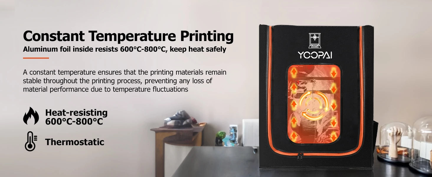 Yoopai 3D Printer Enclosure with LED Lighting 28.7×25.6×21.6"Features: